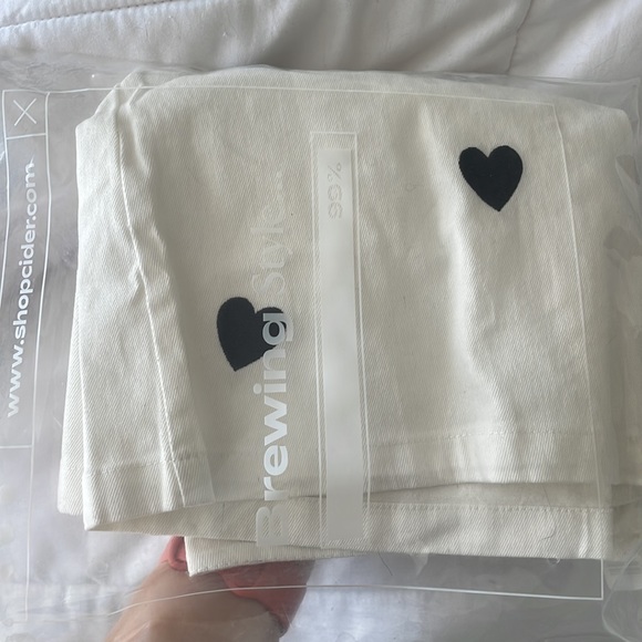 Cider | Skirts | Cider Heart Pattern White Denim Skirt | Poshmark